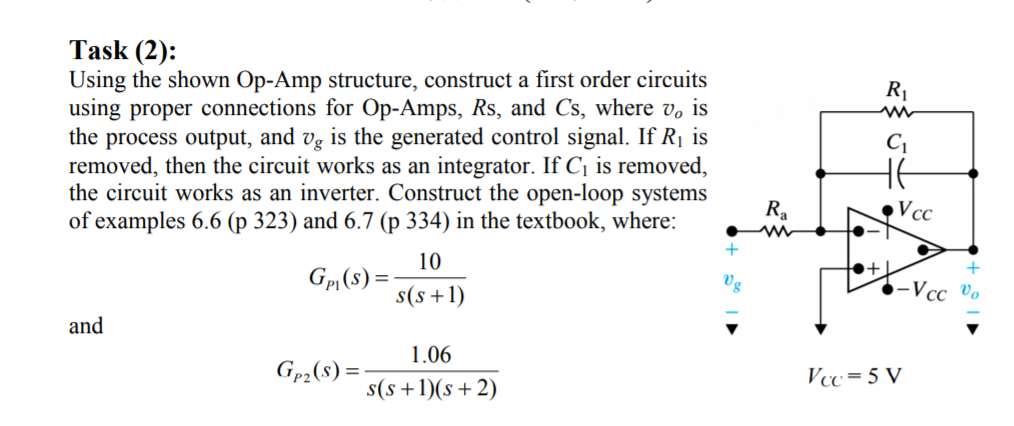 Solved Task 2 Using The Shown Op Amp Structure Construct