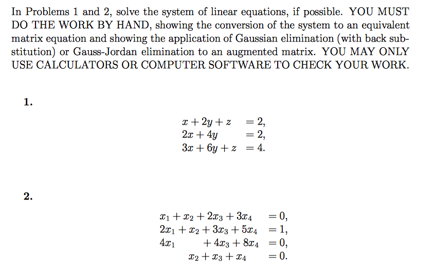 Solved In Problems 1 and 2, solve the system of linear | Chegg.com