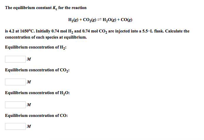 Solved The equilibrium constant Kc for the reaction H2(g) + | Chegg.com