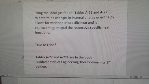 Solved Using the ideal gas for air (Tables A-22 and A-22E) | Chegg.com