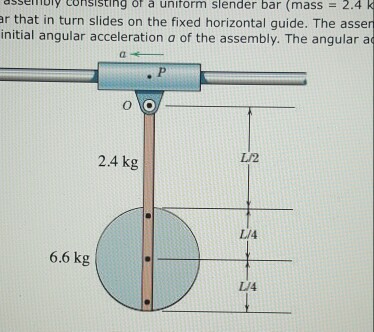 Solved The assembly consisting of a uniform slender bar | Chegg.com