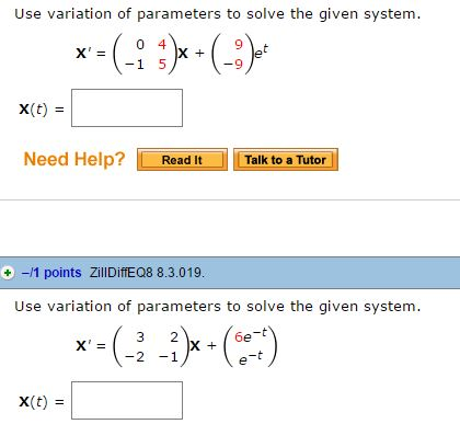 Solved Use variation of parameters to solve the given | Chegg.com