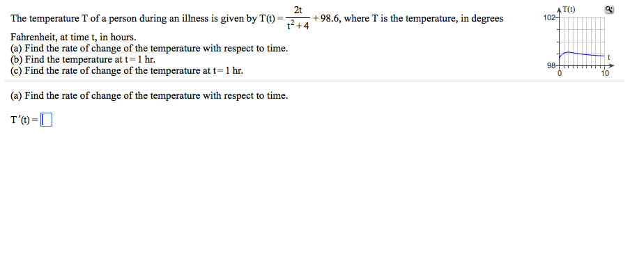 Solved The temperature T of a person during an illness is | Chegg.com
