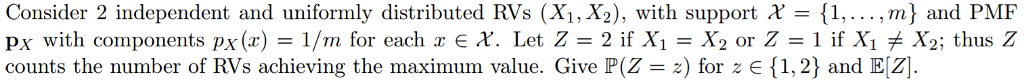Solved Consider 2 independent and uniformly distributed RVs | Chegg.com