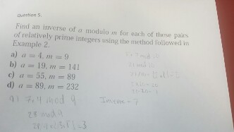 Solved Find an inverse of a modulo m for each of of | Chegg.com