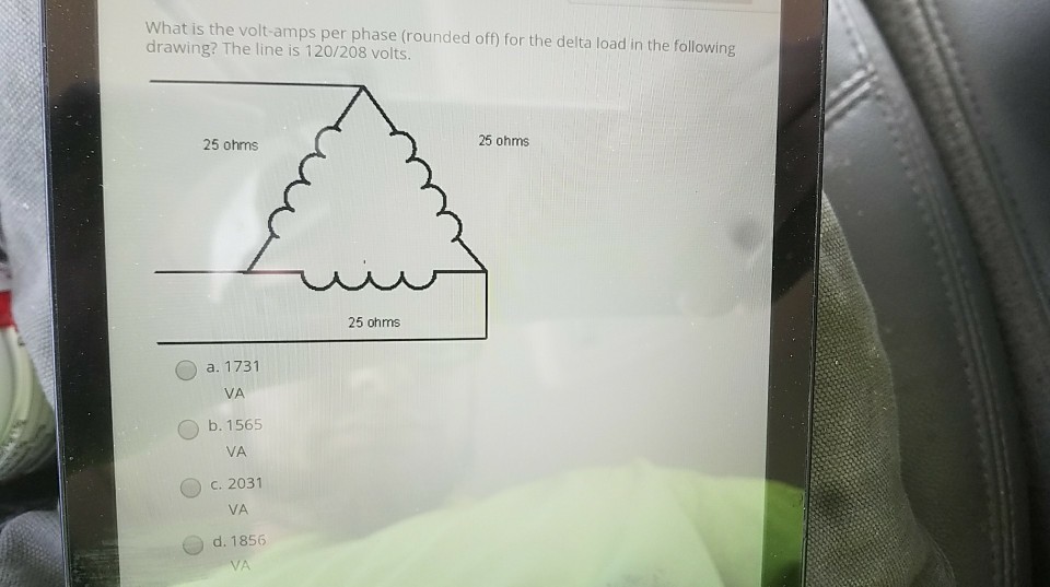 Solved What is the volt-amps per phase (rounded off) for the | Chegg.com