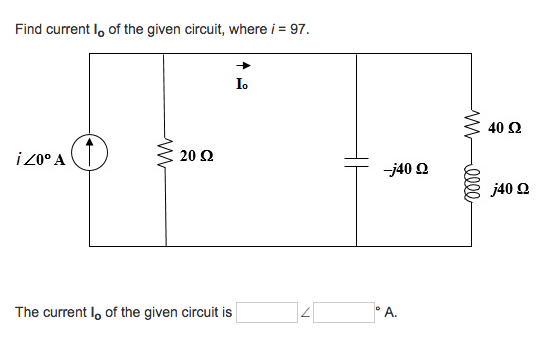 Solved Find current I_0 of the given circuit, where i = 97 | Chegg.com