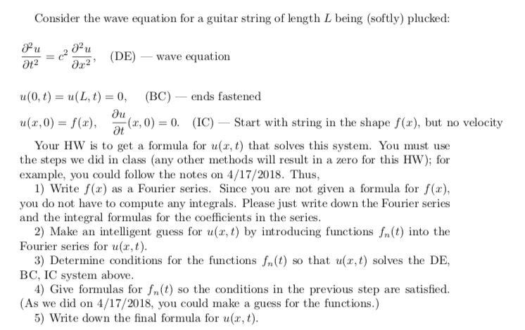 Solved Consider the wave equation for a guitar string of | Chegg.com