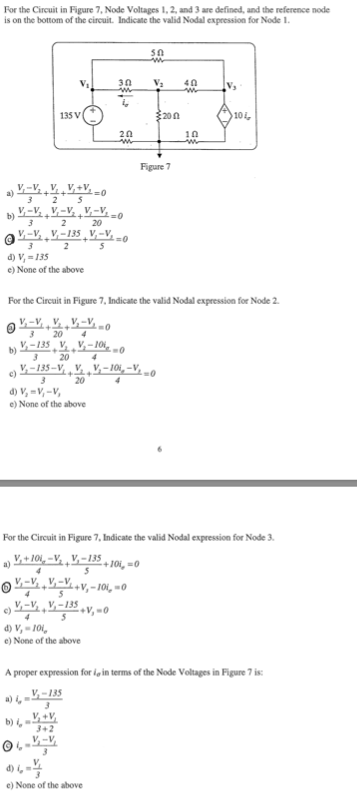 Solved For the Circuit in Figure 7, Node Voltages 1, 2, and | Chegg.com