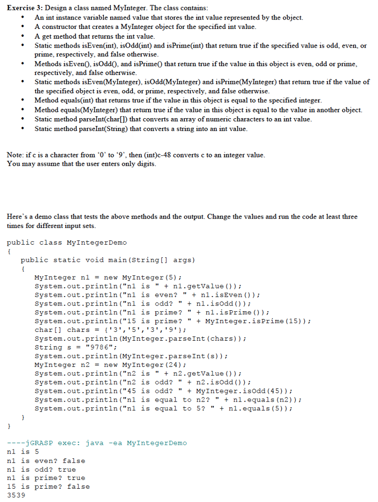 Solved Design A Class Named Myinteger The Class Contains • 