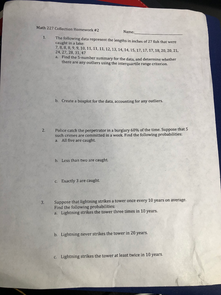 Solved Math 227 Collection Homework #2 Name: 1. The | Chegg.com