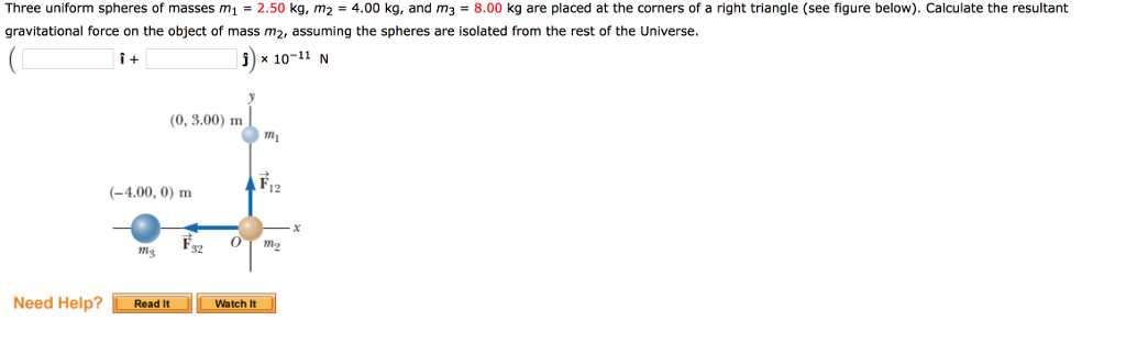 Solved Three uniform spheres of masses m1 = 2.50 kg, m2 4 00 | Chegg.com