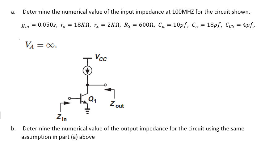 Solved Determine the numerical value of the input impedance | Chegg.com