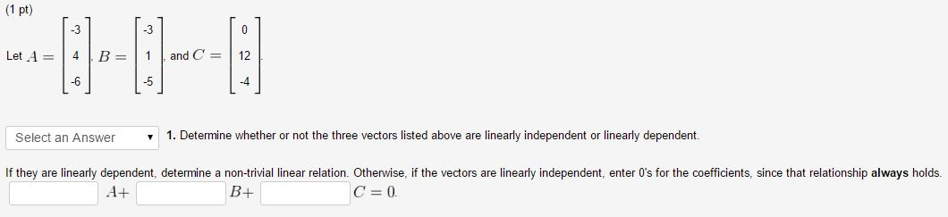 Solved (1 pt) The dot product of two vectors in R3 is | Chegg.com