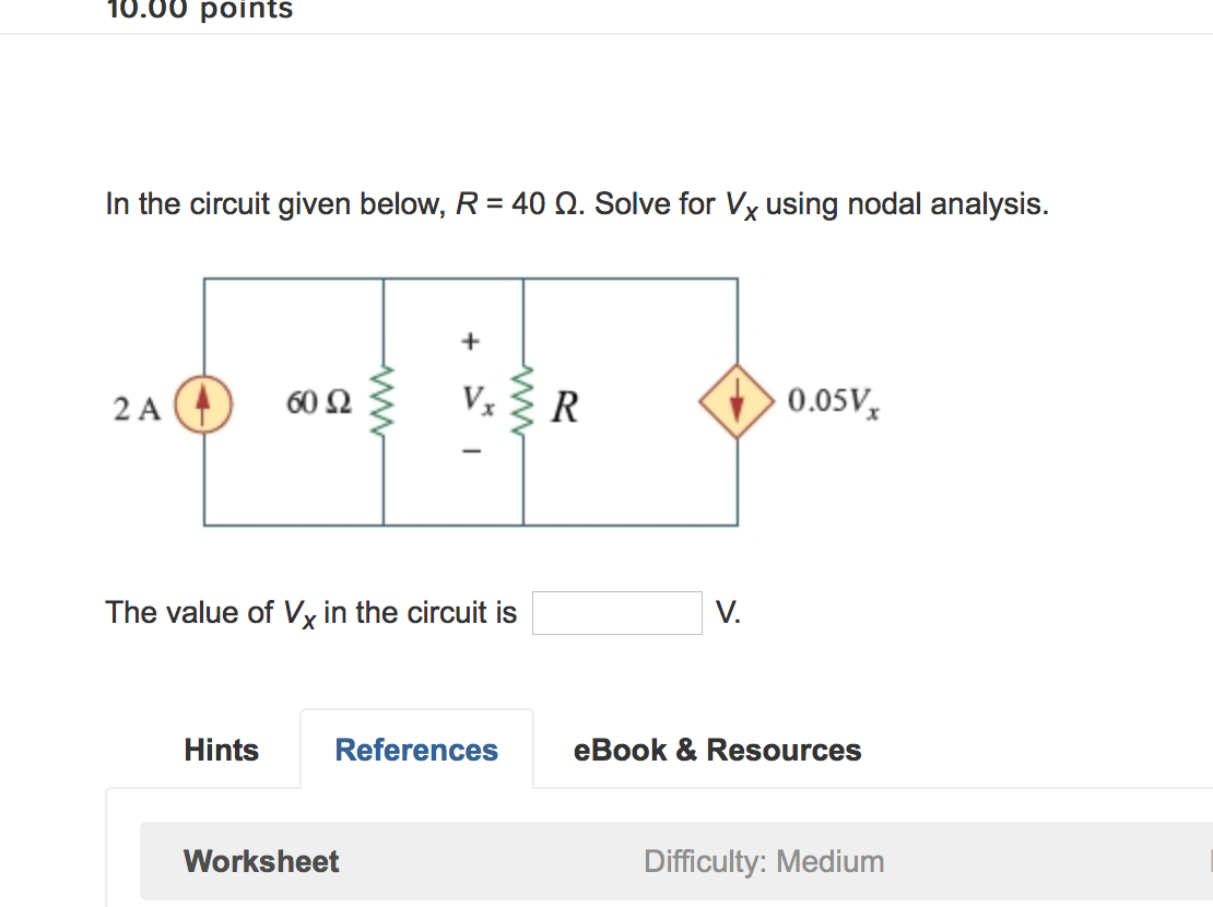Solved In the circuit given below, R = 40 ?. Solve for Vx | Chegg.com Solved In the circuit given below, R = 40 ?. Solve for Vx | Chegg.com