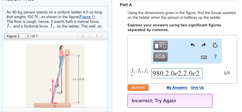 Solved Ladder physics question: | Chegg.com