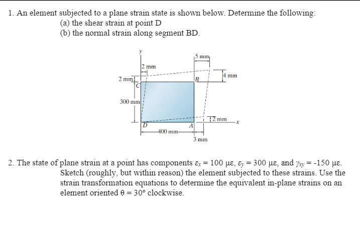 Solved An element subjected to a plane strain state is shown | Chegg.com