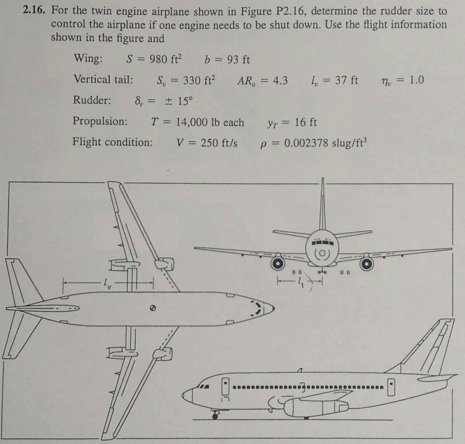 For the twin engine airplane shown in Figure P2.16, | Chegg.com