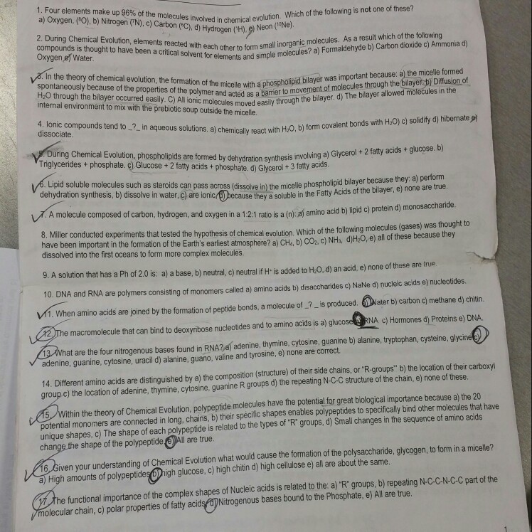 Solved 1. Four elements make up 96% of the molecules | Chegg.com