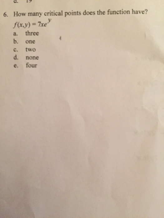 Solved How many critical points does the function have? | Chegg.com