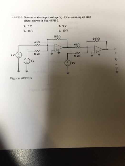 Solved Determine the output voltage V_0 of the summing | Chegg.com