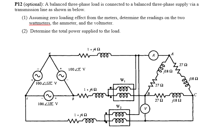 Solved A balanced three-phase load is connected to a | Chegg.com