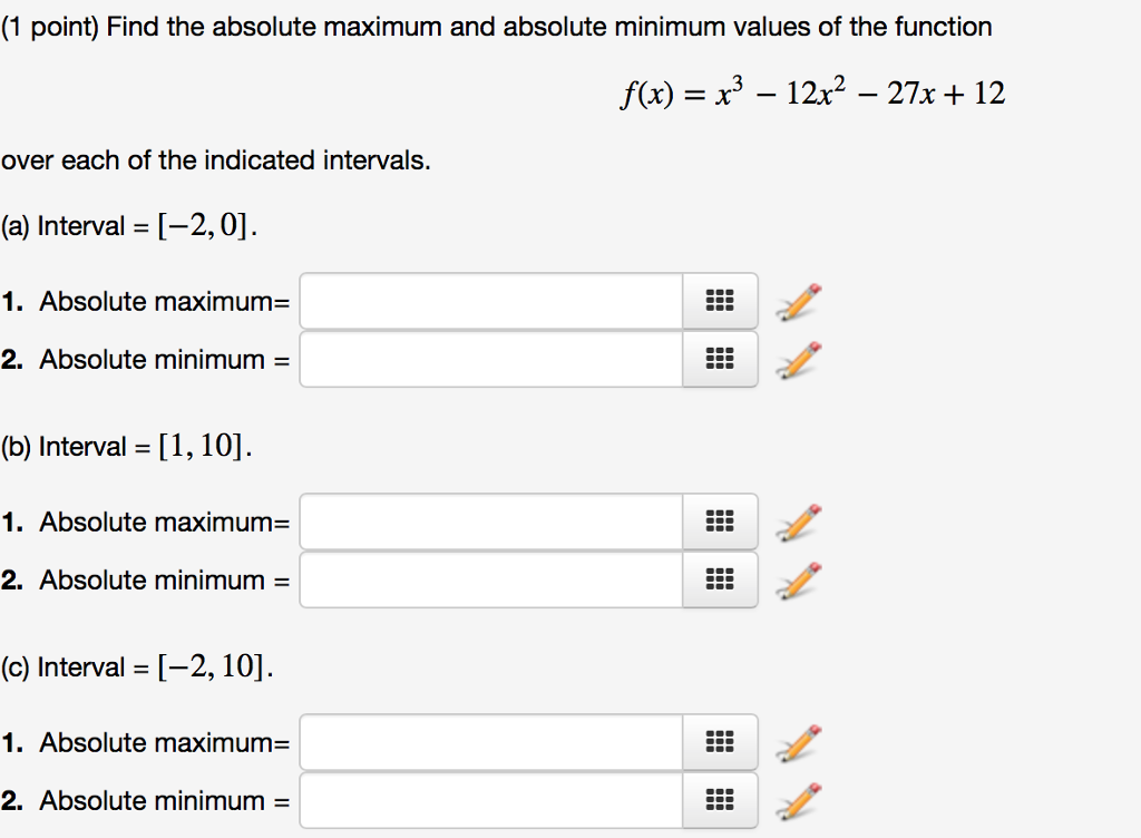 Solved Find the absolute maximum and absolute minimum values | Chegg.com