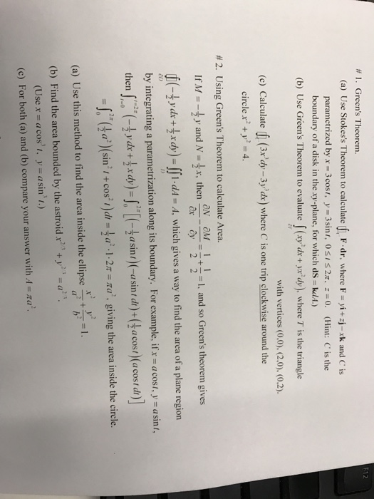 Solved Green's Theorem. Use Stokes's Theorem to calculate | Chegg.com