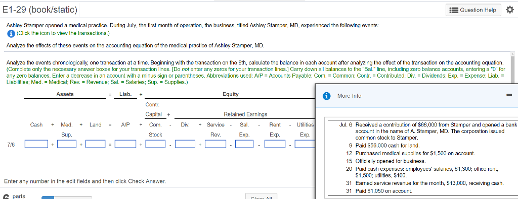 Solved E1-29 (book/static) Question Help Ashley Stamper | Chegg.com