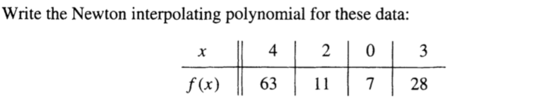 Solved Write the Newton interpolating polynomial for these | Chegg.com