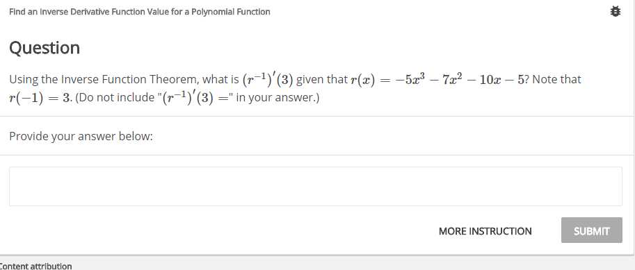 Solved Find an Inverse Derivative Function Value for a | Chegg.com