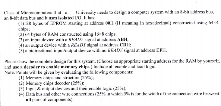 Solved Class Of Microcomputers Ii At A University Needs To
