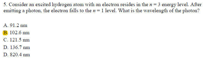 Solved Consider An Excited Hydrogen Atom With An Electron