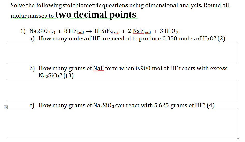 Solved Solve the following stoichiometric questions using | Chegg.com