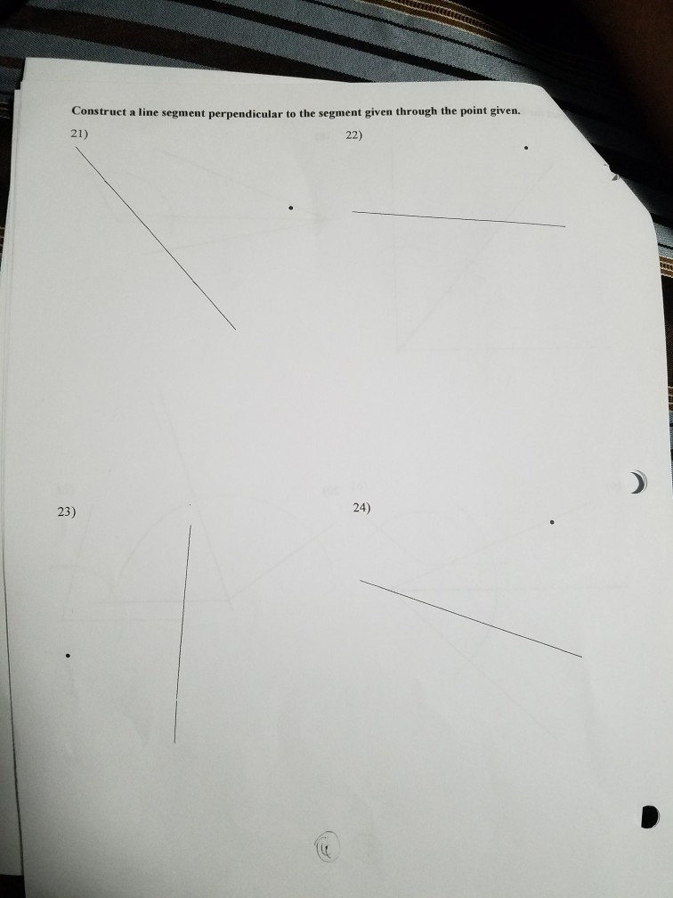 Solved Construct a line segment perpendicular to the segment | Chegg.com