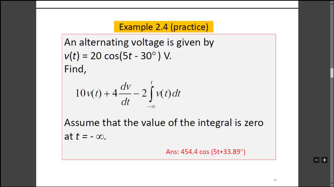 Solved An alternating voltage is given by v(t) = 20 cos(5t - | Chegg.com