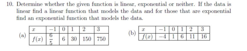 Solved 10. Determine whether the given function is linear, | Chegg.com