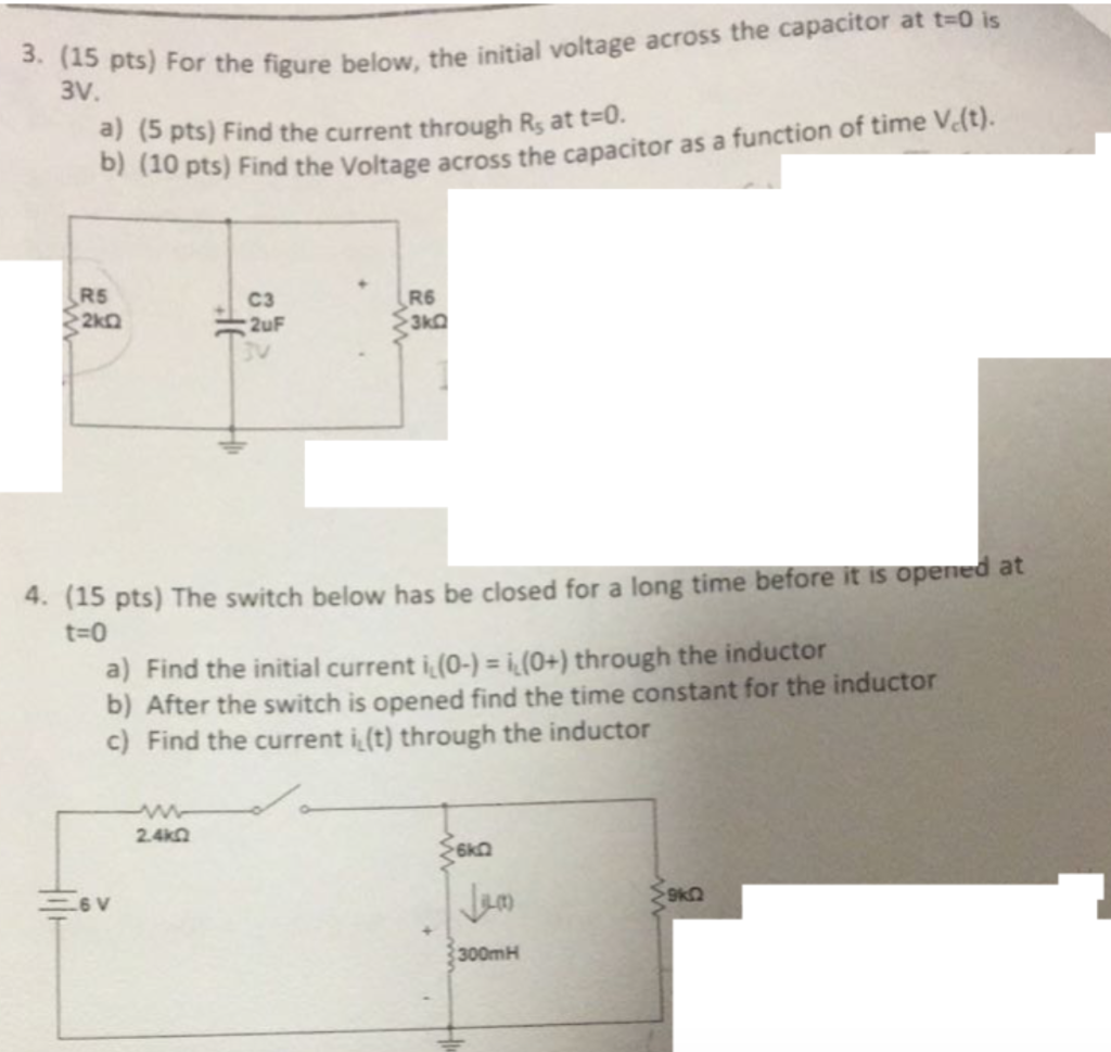 Solved or the figure below, the initial voltage across the | Chegg.com