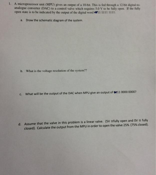 Solved A microprocessor unit (MPU) gives an output of a | Chegg.com