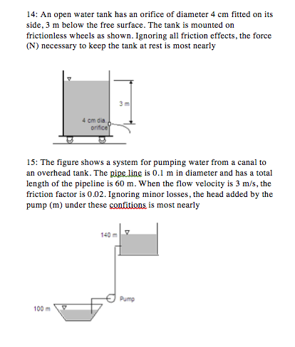 Solved An open water tank has an orifice of diameter 4 cm | Chegg.com