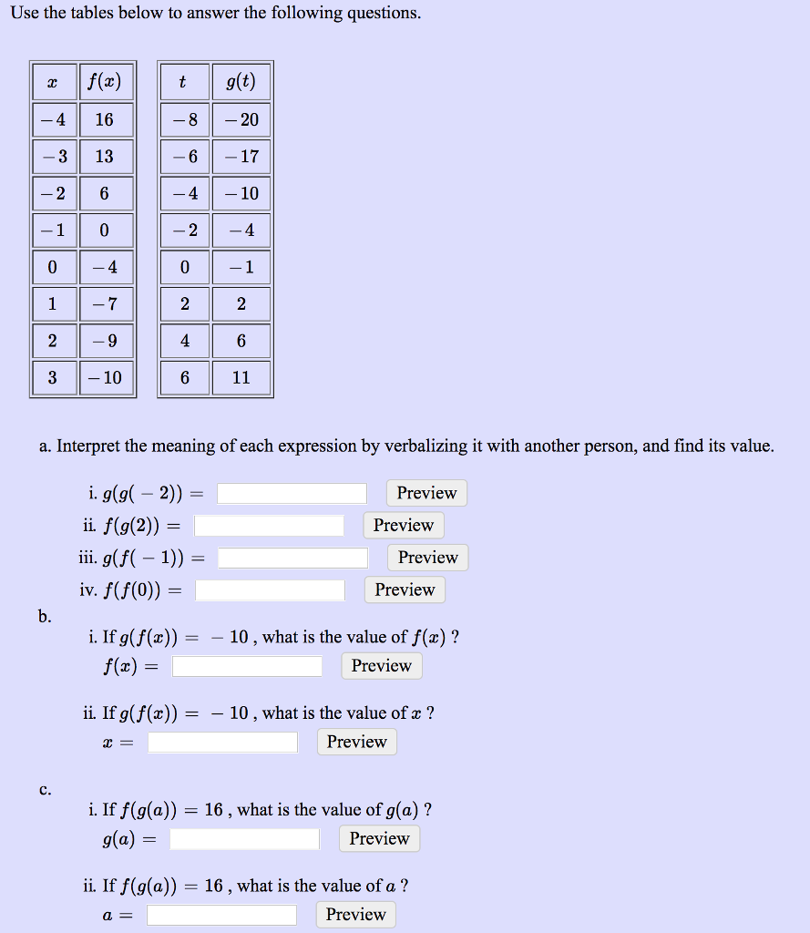 Solved Use the tables below to answer the following | Chegg.com