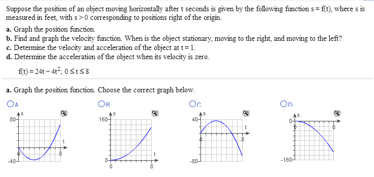 Solved Suppose The Position Of An Object Moving Horizontally