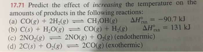 Solved Predict the effect of increasing the temperature on | Chegg.com