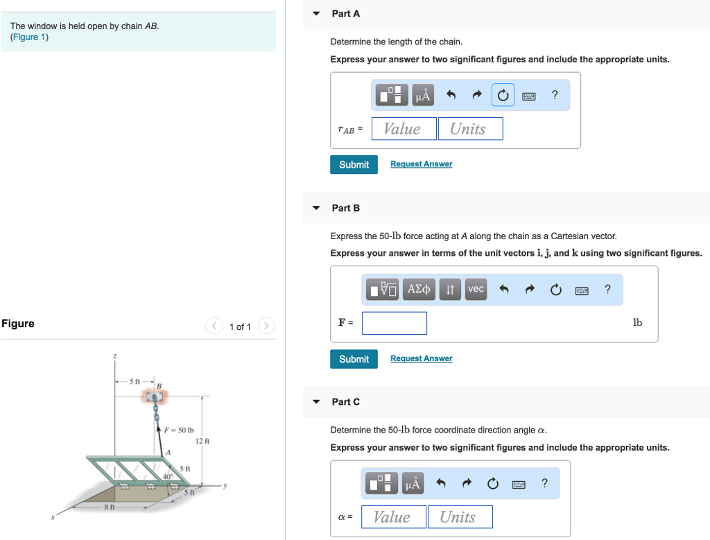 Solved PartA The window is held open by chain AB (Figure 1) | Chegg.com
