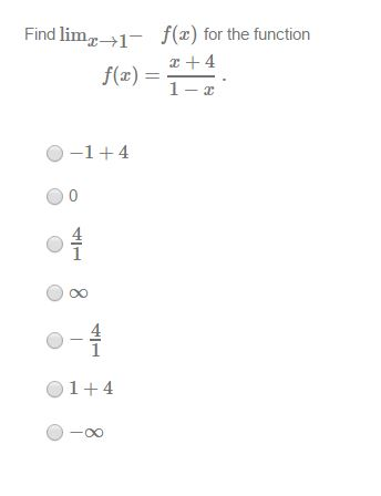 Solved Find lim_x rightarrow 1^- f(x) for the function f(x) | Chegg.com