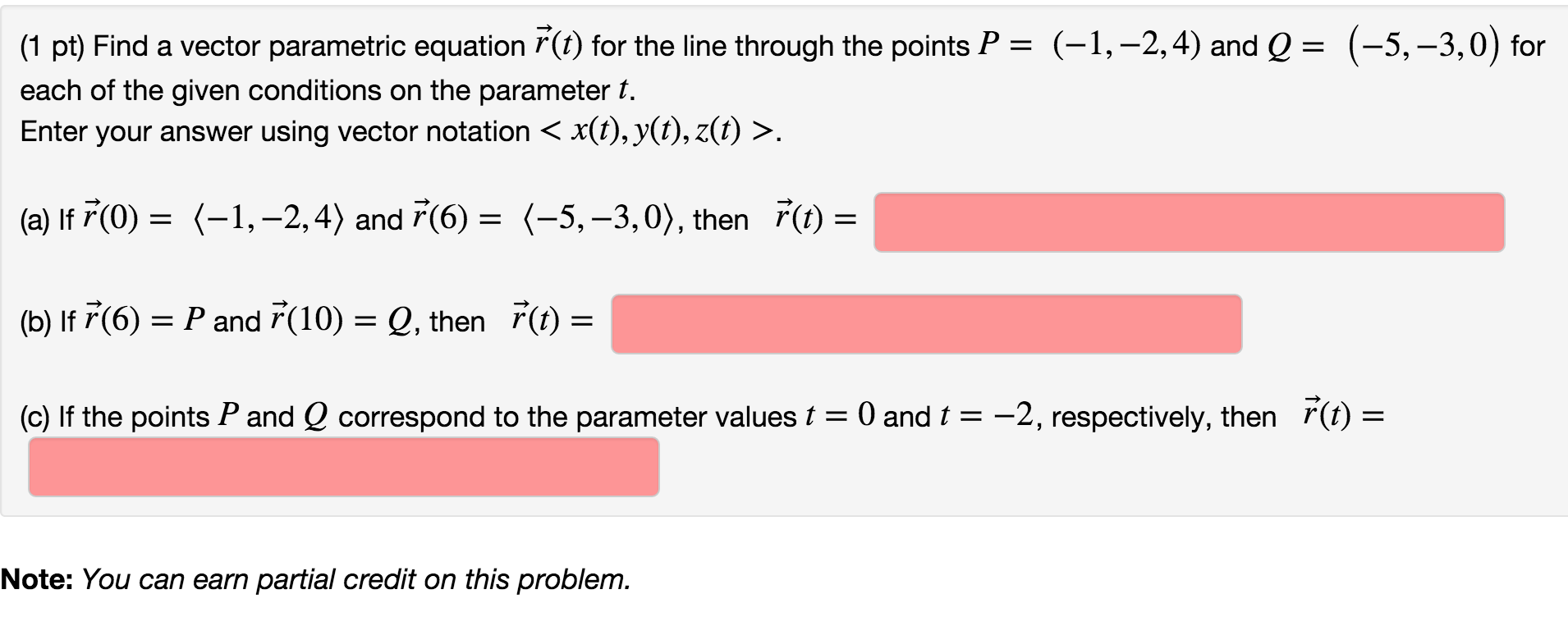 Solved 1 Pt Find A Vector Parametric Equation R T For The