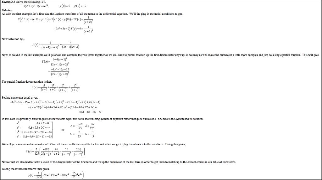 Solved Example 2 Solve the following IVP Solntion As with | Chegg.com