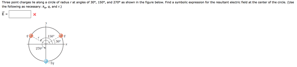 Solved Three point charges lie along a circle of radius r at | Chegg.com