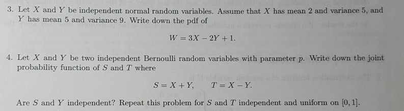 Solved Let X and Y be independent normal random variables. | Chegg.com