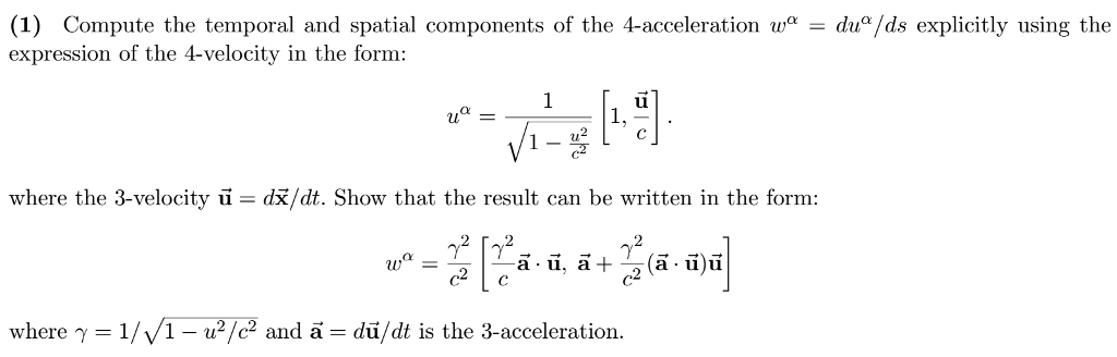 Solved (1) Compute the temporal and spatial components of | Chegg.com